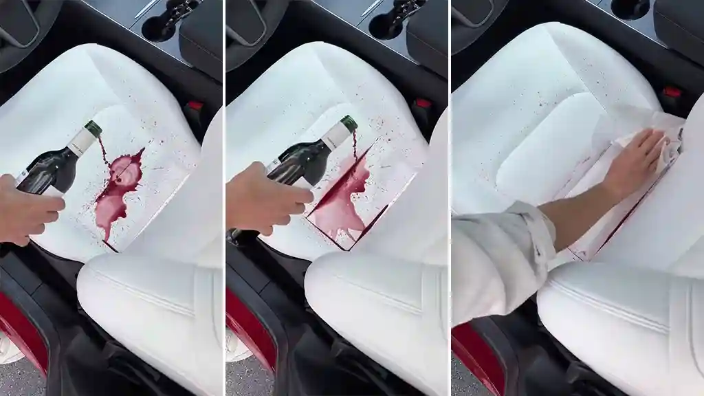 Check this Red Wine Stain test on a Tesla seat - EONMSK News